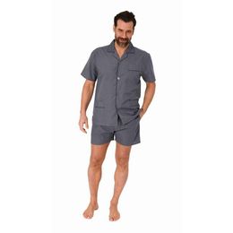 Normann Pyjama Herren kurzarm Schlafanzug Shorty Pyjama gewebt mit Knopfleiste