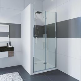 IMPTS Duschtür Nischentür Drehtür & Falttür Duschkabine Duschwand Duschabtrennung aus 6mm ESG Glas für Badezimmer Dusche 70x 195cm mit Nano