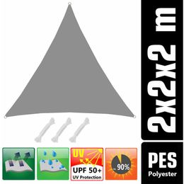 AMANKA - UPF50+ uv Sonnensegel 2x2x2 Polyester Dreieck Wasserabweisend Garten Segel Grau - grau