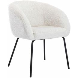 Sessel Kunstfell Loungesessel Modern Polsterstuhl mit Metallbeinen für Schlafzimmer, Weiß