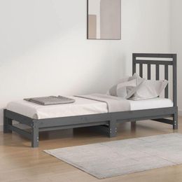 MAISONCHIC Tagesbett Ausziehbar Doppelbett Bett für Schlafzimmer Grau 2x(90x200) cm Massivholz Kiefer DE93236