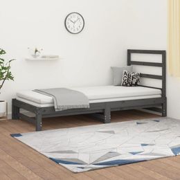 MAISONCHIC Tagesbett Ausziehbar Doppelbett Bett für Schlafzimmer Grau 2x(90x200) cm Massivholz Kiefer DE17822
