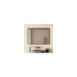 Badspiegel 40x60cm mit runder rand Schwarz Metallrahmen moden badezimmerspiegel Wandspiegel für Bäder, Toiletten, Schlafzimme