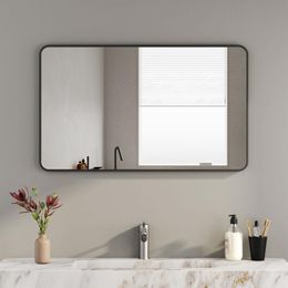 Badspiegel 60x100cm mit runder rand Schwarz Metallrahmen moden badezimmerspiegel Wandspiegel für Bäder, Toiletten, Schlafzimme