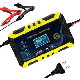 Sdlogal - Intelligentes Ladegerät Autobatterie Batterieladegerät 24V 12V/8A, mit LCD-Bildschirm/ Rekonditionierungsmodus, für Auto lkw Motorrad