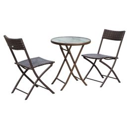 Outsunny Polyrattan Bistroset für 2 Personen