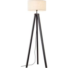 Brilliant Holbrook Standleuchte dreibeinig schwarz/beige Holz/Textil Fußschalter 1x A60, E27, 60 W, Geeignet für Normallampe (nicht enthalten)