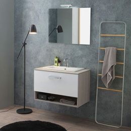 KIAMAMI VALENTINA - 80Cm Wandhängender Badezimmerschrank Mit Aufsatzwaschbecken Lotto