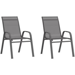 MAISONCHIC 2er Set Gartenstühle Gartensessel Klappbare Stühle für Garten Terrasse Balkon Grau Textilene DE34486