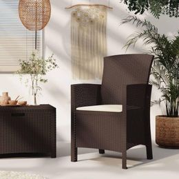 MAISONCHIC Gartenstuhl Gartensessel Stuhl für Garten Terrasse Balkon mit Kissen pp Rattan Braun DE48209