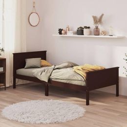 MAISONCHIC Massivholzbett Einzelbett Bett für Schlafzimmer Dunkelbraun Kiefer 90x200 cm DE69707