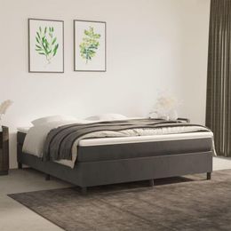 MAISONCHIC - Boxspringbett Doppelbett Bett für Schlafzimmer Dunkelgrau 180x200 cm Samt DE32877 - Grau