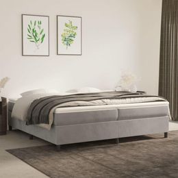 MAISONCHIC - Boxspringbett Doppelbett Bett für Schlafzimmer Hellgrau 200x200 cm Samt DE97235 - Grau
