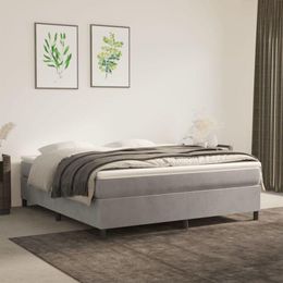 MAISONCHIC - Boxspringbett Doppelbett Bett für Schlafzimmer Hellgrau 160x200 cm Samt DE88964 - Grau