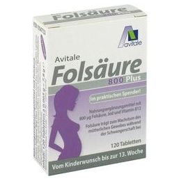 Avitale Folsäure 800 Plus B12+Jod Tabletten 120 St