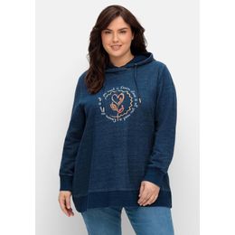 sheego Große Größen: Sweatshirt in Denimoptik, mit Frontstickerei, dark blue Denim, Gr.40/42