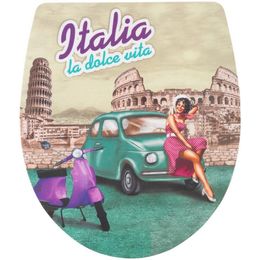 ADOB WC-Sitz Italia la dolce vita, Absenkautomatik, zur Reinigung auf Knopfdruck abnehmbar, bunt|grau|grün