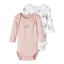 name it - Langarmbody NBFBODY UNICORN 2er-Pack in bright white, Gr.56