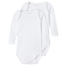 name it - Langarmbody NBNBODY SOLID 2er-Pack in bright white, Gr.74