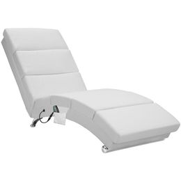 Relaxliege London mit Massage & Heizfunktion Ergonomisch Gepolstert Wohnzimmer Liegestuhl Polsterliege Kunstleder weiß - Casaria