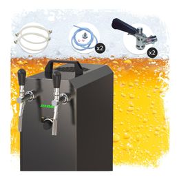 ich-zapfe Komplett Set - Zapfanlage, Bierzapfanlage STREAM 50K mit Luftpumpe Bierkoffer, Durchlaufkühler 2-leitig Trockenkühler, bis zu 55 Liter/h - BLACK EDITION, KeyKeg,KeyKeg