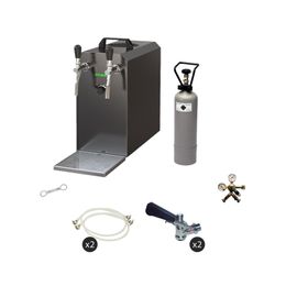 ich-zapfe Komplett Set - Zapfanlage STREAM 50 Bierkoffer, Bierzapfanlage, Durchlaufkühler 2-leitig Trockenkühler, bis zu 55 Liter/h - BLACK EDITION, Zapfkopf:Dreikant,Zapfkopf 2:KeyKeg