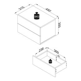 Vcm Holz Wandschublade Nachtschrank Wandboard Schublade Konsole Nachttisch Usal L 45 cm