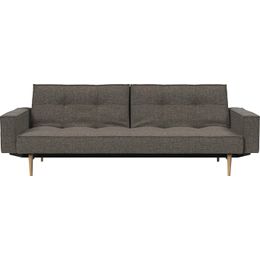 INNOVATION LIVING ™ Sofa Splitback, mit Armlehne und hellen Styletto Beinen, in skandinavischen Design, grau