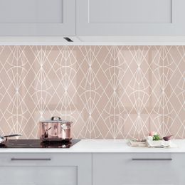 Küchenrückwand Art Deco Diamant Muster vor Beige XXL