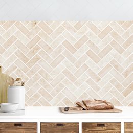 Küchenrückwand Marmor Fischgräten Fliesen - Beige