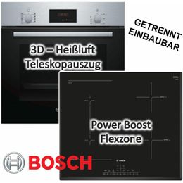 Herdset Bosch Backofen mit Induktionskochfeld - autark 60 cm Teleskopauszug 3D-Heißluft