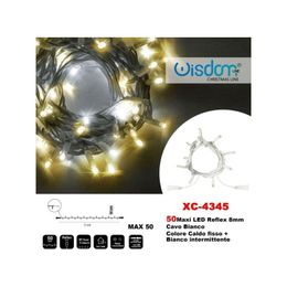Meditrade GmbH Trade Shop Traesio - lichterkette 50 glühwürmchen led lichter warm fest + weiss intermittierend XC-4345