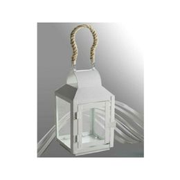 Meditrade GmbH Weisses metall glas laterne kerzenhalter mit seilgriff 42263