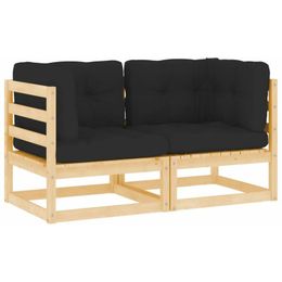 MAISONCHIC Garten-Ecksofas 2 Stk. Gartensofa Loungesofa Couch Modern mit Kissen Massivholz Kiefer DE50869