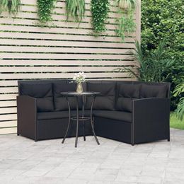 MAISONCHIC - 2-tlg. Sofagarnitur in L-Form mit Kissen Sofa Loungesofa Couch Modern Schwarz Poly Rattan DE32697