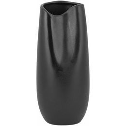 Beliani - Dekovase Schwarz 12 x 32 cm Steinzeug Elegant Extravagant Unregelmässige Form - Schwarz