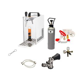 ich-zapfe Komplett Set - Zapfanlage, Bierzapfanlage, Bierkoffer, Durchlaufkühler PYGMY 25 1-leitig Trockenkühler, 30 Liter/h, Reinigungsset für Zapfanlage und Keg, Zapfkopf:KeyKeg