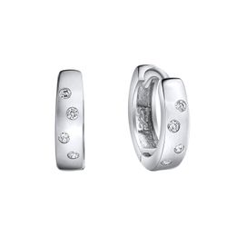 Vivance Paar Creolen »925-Sterling Silber rhodiniert Zirkonia« weiß + weiß one-size Elegante Creolen aus 925-/ Sterling Silber rhodiniert