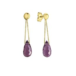 Celesta Paar Ohrhänger »375 Gelbgold Amethyst« gelb + lila one-size Hängender Ohrring mit 2 Amethysten