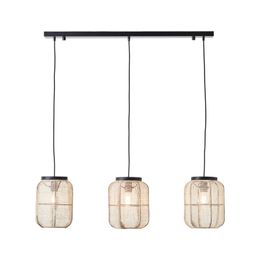 Brilliant Lampe, Tannah Pendelleuchte 3flg schwarz/natur, 3x A60, E27, 52W, Kabel k&uuml;rzbar / in der H&ouml;he einstellbar