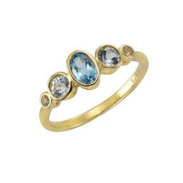 Vivance Fingerring 375/- Gelbgold mit Blautopas/Weißtopas, gelb