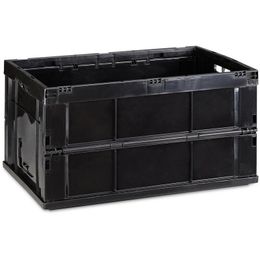 Profi Klappbox, stabil, Gewerbe, hochwertiger Kunststoff, Qualität, 60L, Kiste, 31,5 x 58,5 x 40 cm, schwarz - Relaxdays