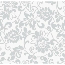 As4home - Klebefolie - Möbelfolie selbstklebend Ornamente Silber Grau 0,45 m x 15 m