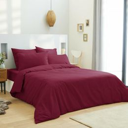 Univers Decor - Roter Bettdeckenbezug 260 x 240 cm / 100% Baumwolle / 57 Fäden/cm² für Kingsize-Doppelbett - rouge