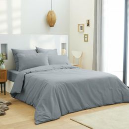 Bettdeckenbezug hellgrau 260 x 240 cm / 100% Baumwolle / 57 Fäden/cm² für Kingsize-Doppelbett - gris