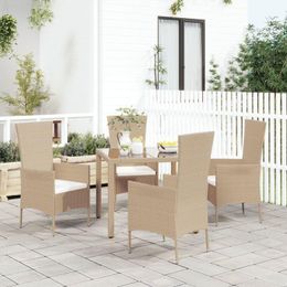 MAISONCHIC 4er Set Gartenstühle Gartensessel mit Kissen Stühle für Garten Terrasse Balkon Poly Rattan Beige DE21481