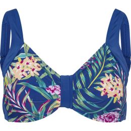 Damen Bikini-Oberteil mit Zierriegel, bedruckt royalblau-bedruckt, Gr&ouml;&szlig;e 46C