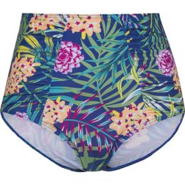 Damen Bikini-Hose mit Raffung royalblau-bedruckt, Größe 40