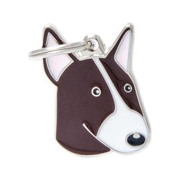 MyFamily White and Brown Bull Terrier ID Dog Tag