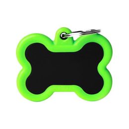 MyFamily Id Tag - Hushtag Collection - Aluminium Black Bone With Green Rubber